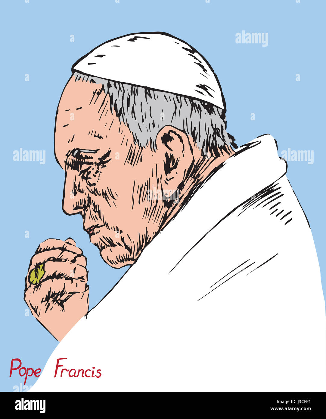Pope Francis (Jorge Mario Bergoglio) praying, Pope of the Roman ...