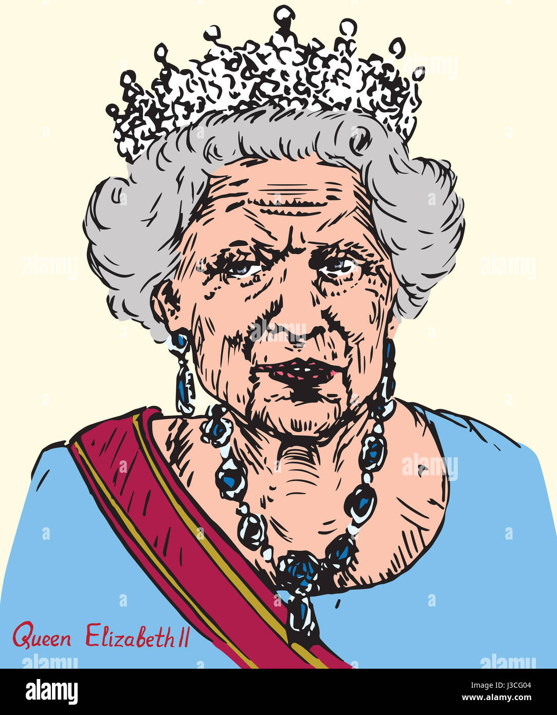 Queen Elizabeth Cartoon Drawing