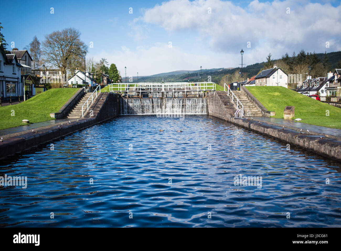 Fort Augustus locks, upper steps, Scotland Stock Photo - Alamy