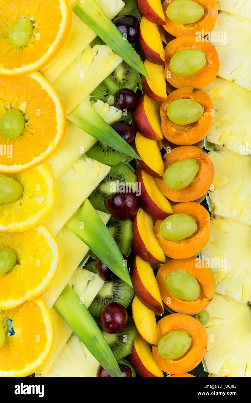 compositions of fresh fruit cut for buffets. typical summer fruits of ...