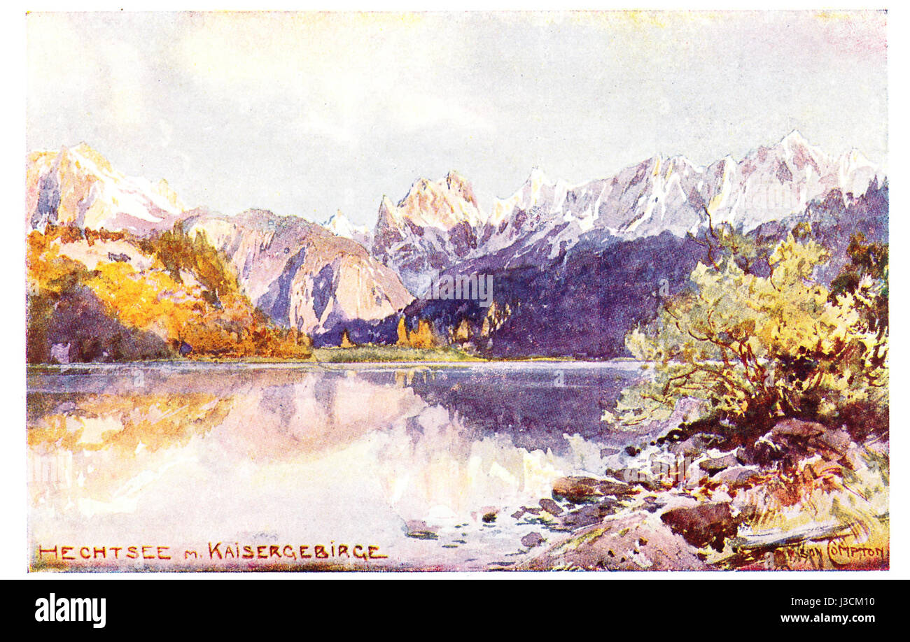This is a landscape painting by Edward Harrison Compton, depicting ...