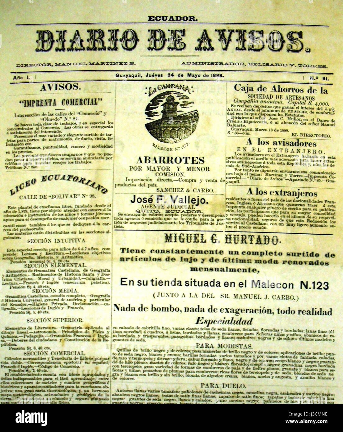 The Diario de Avisos, dated May 24, 1888, is a historical newspaper ...
