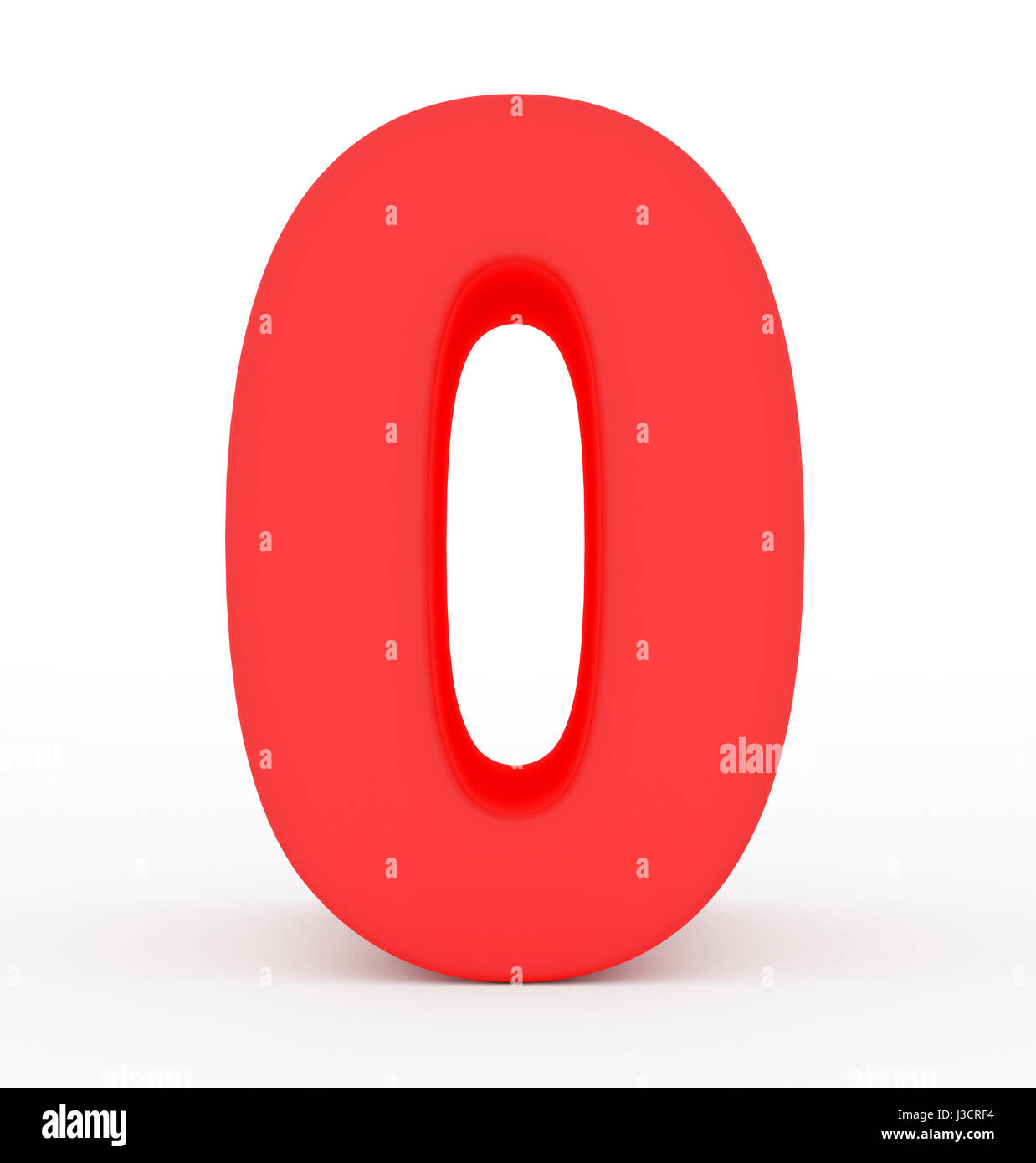 number 0 3d red isolated on white - 3d rendering Stock Photo - Alamy