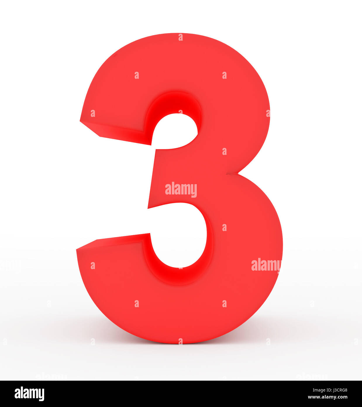 number 3 3d red isolated on white - 3d rendering Stock Photo - Alamy