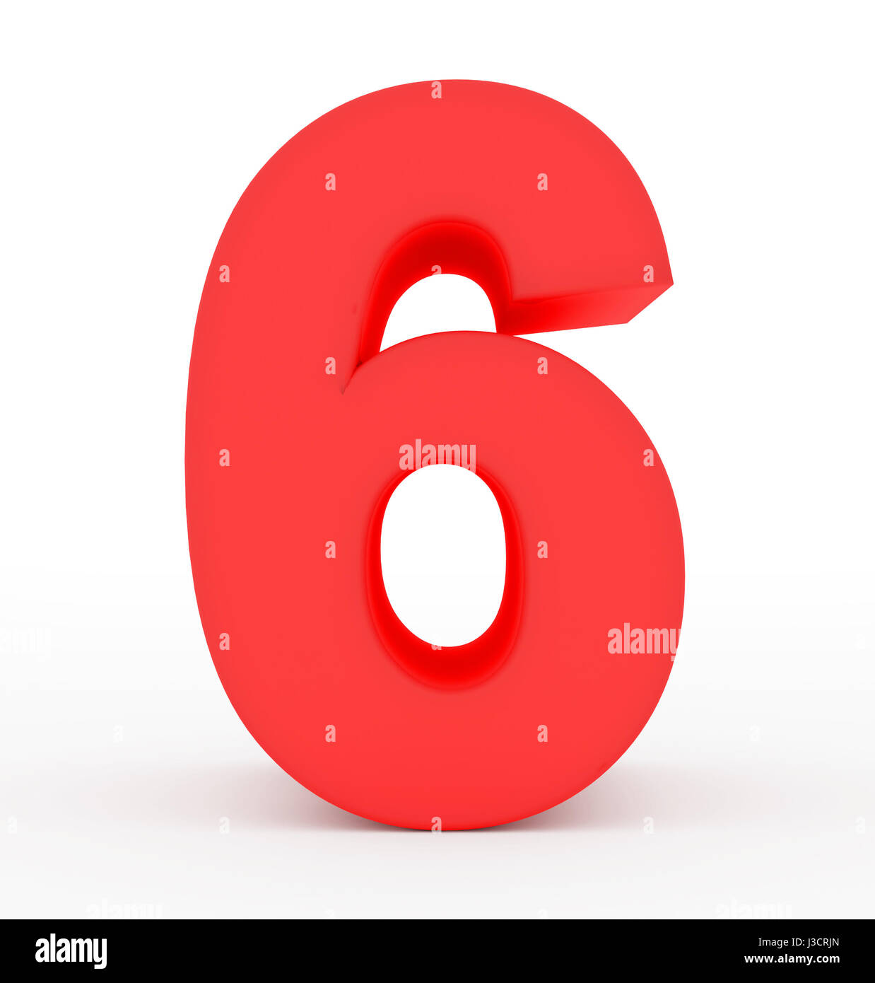 number 6 3d red isolated on white - 3d rendering Stock Photo - Alamy