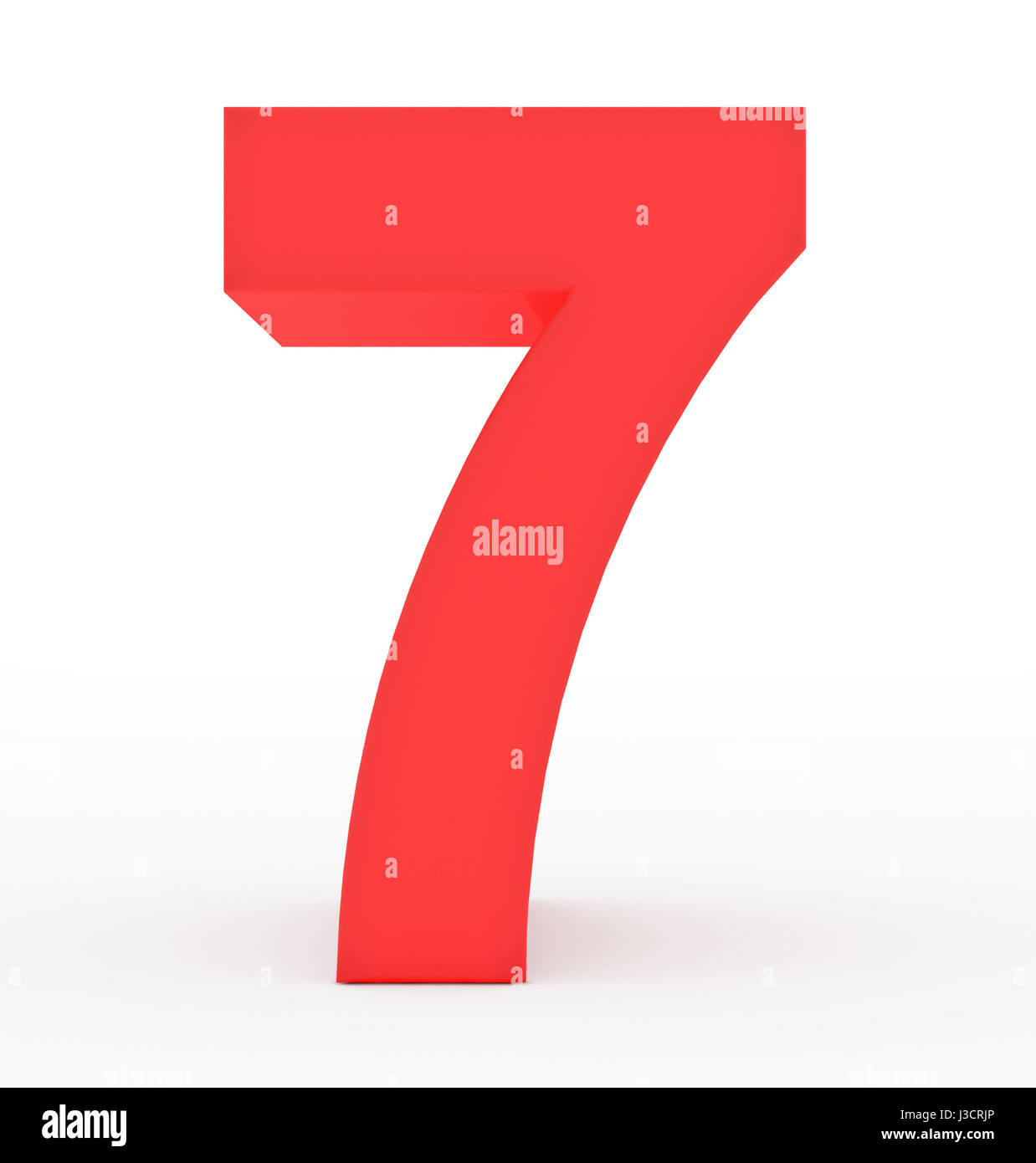 number 7 3d red isolated on white - 3d rendering Stock Photo - Alamy