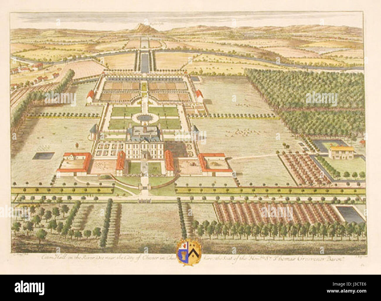 Eaton Hall by Kip 1708 edited Stock Photo - Alamy