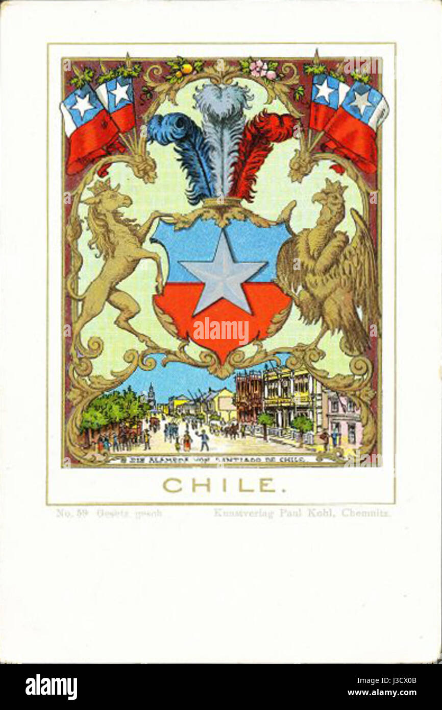 The 'Escudo de Chile Postal' refers to the postal stamp featuring the ...