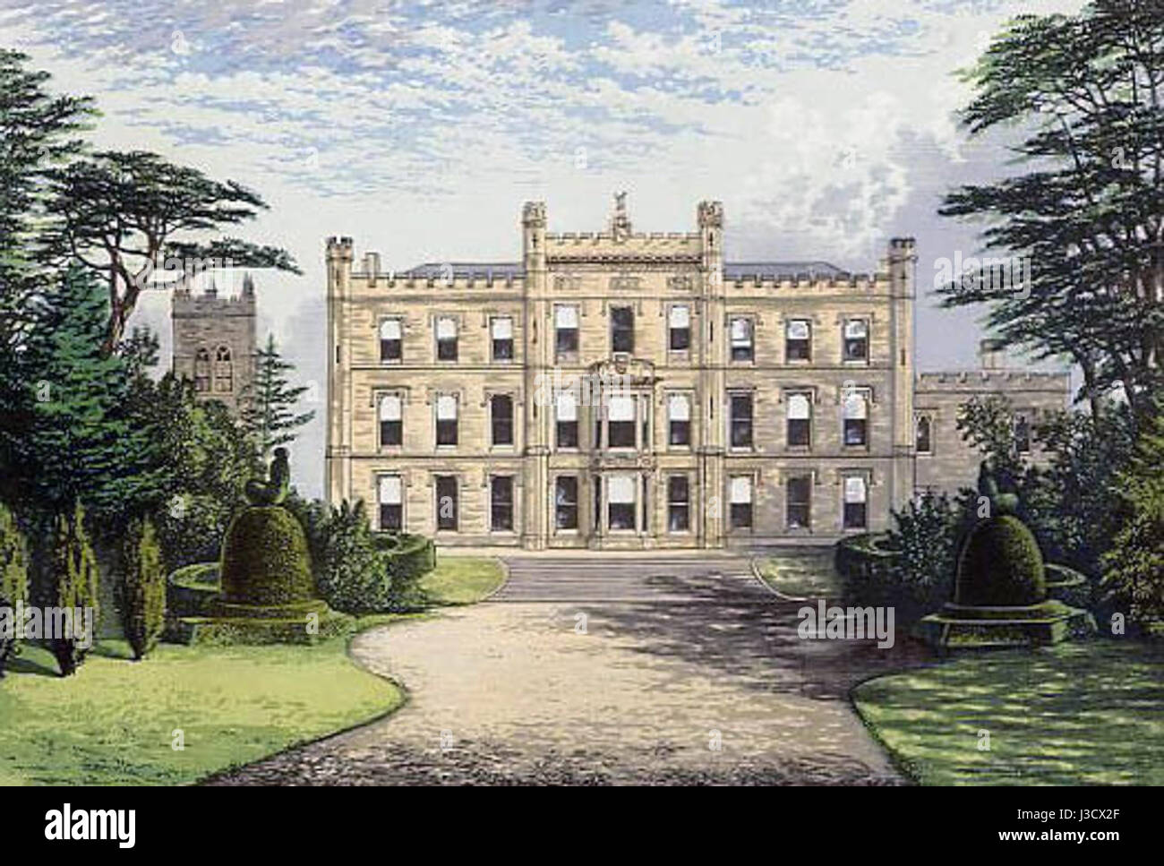 A detailed description of Elvaston Castle in Derbyshire, showcasing the ...