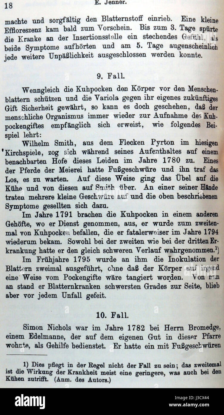 Edward Jenner's Kuhpocken (cowpox) was a pioneering study in the ...