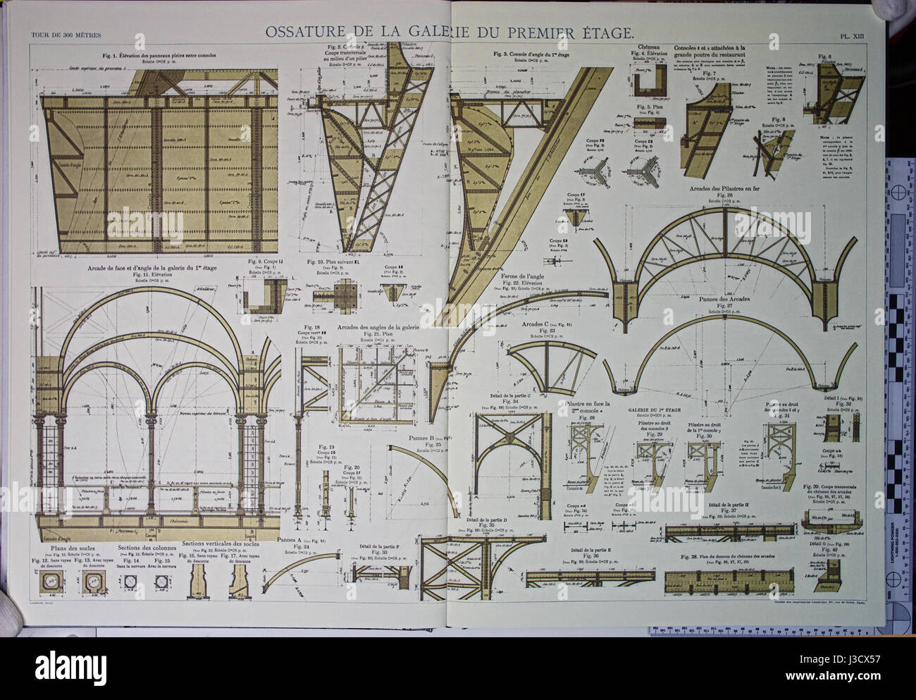 The plans for the Eiffel Tower, labeled '14', are part of the original ...