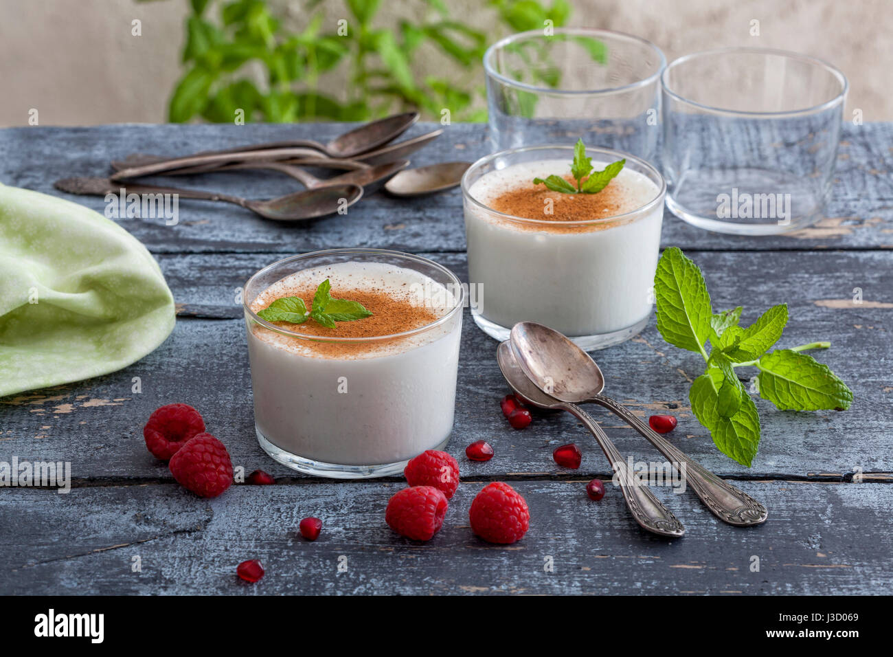Homemade natural Spanish milkshake called leche merengada Stock Photo ...