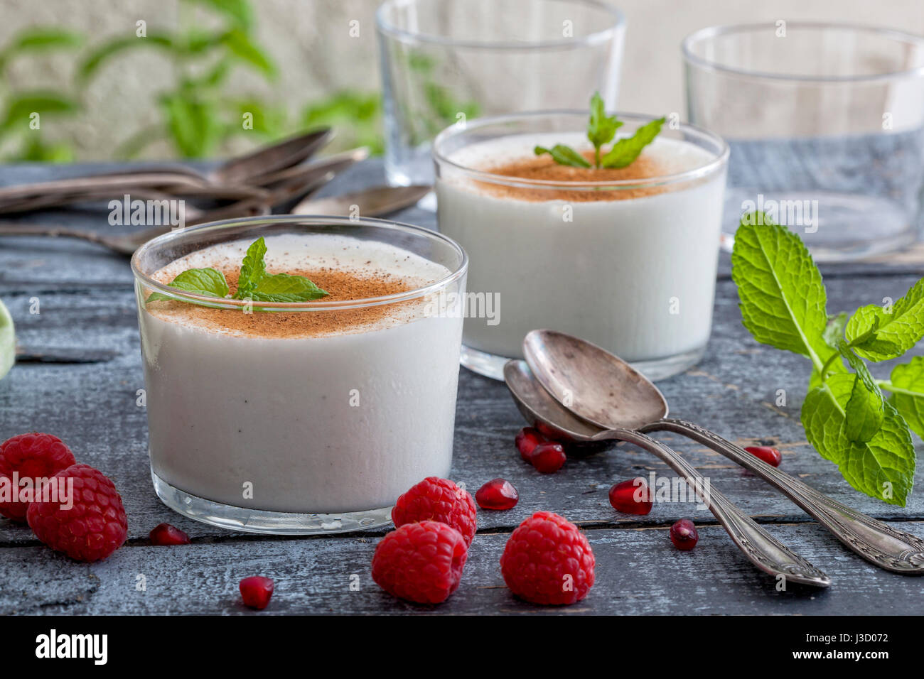Homemade natural Spanish milkshake called leche merengada Stock Photo ...