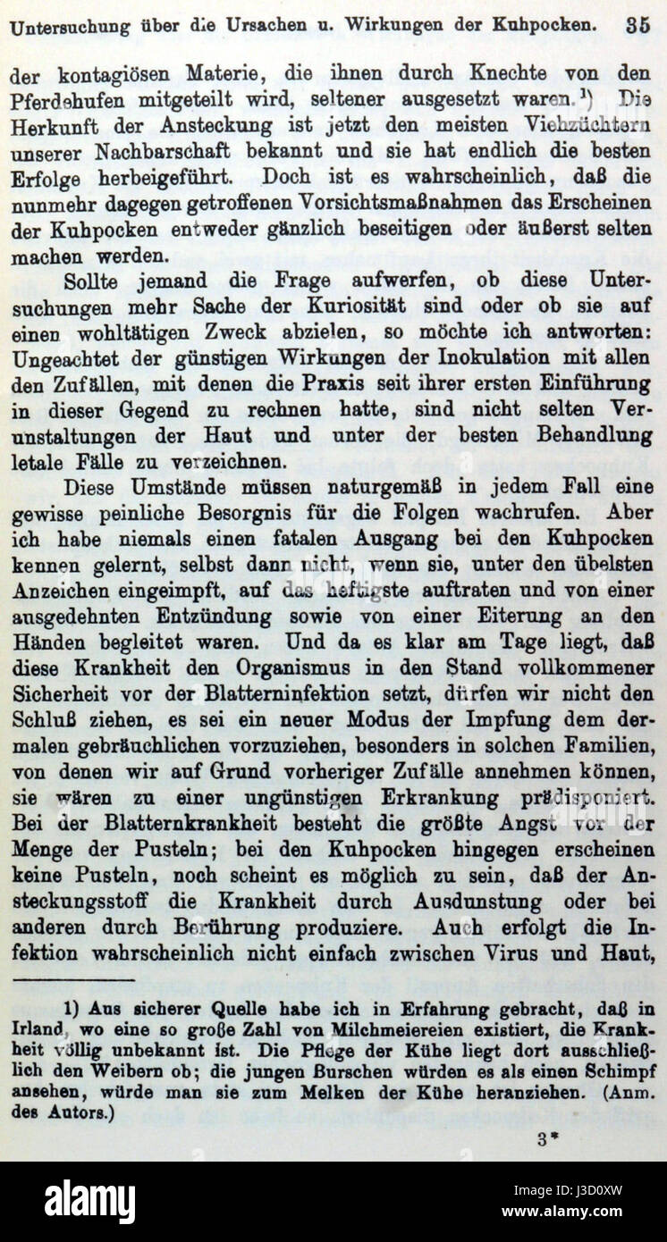 This image refers to Edward Jenner's work on cowpox (Kuhpocken), which ...