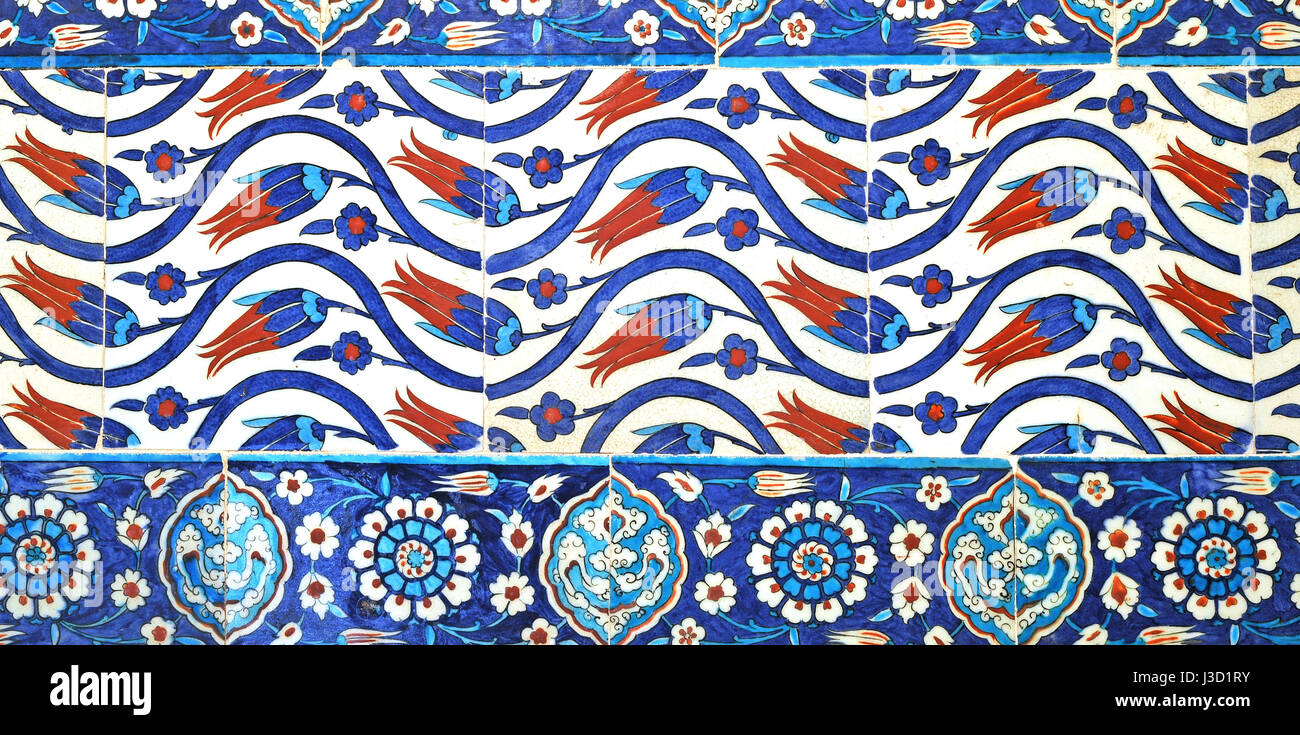 Ancient Ottoman patterned tile composition Stock Photo - Alamy