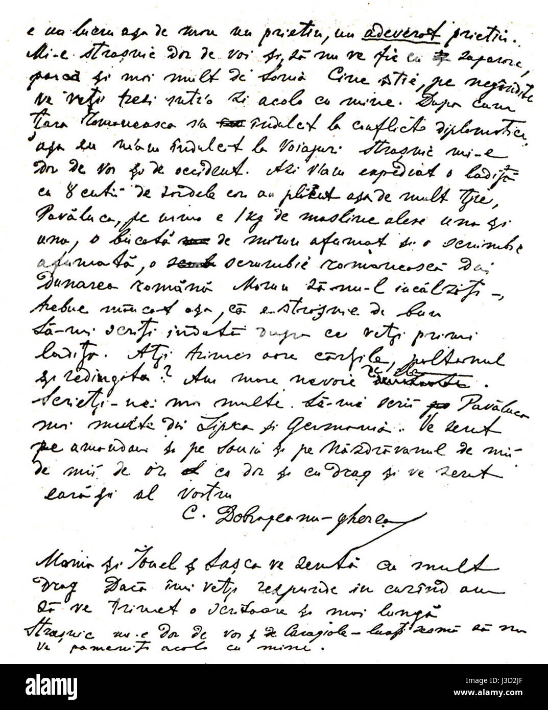 A letter written by Romanian philosopher and sociologist Dobrogeanu ...