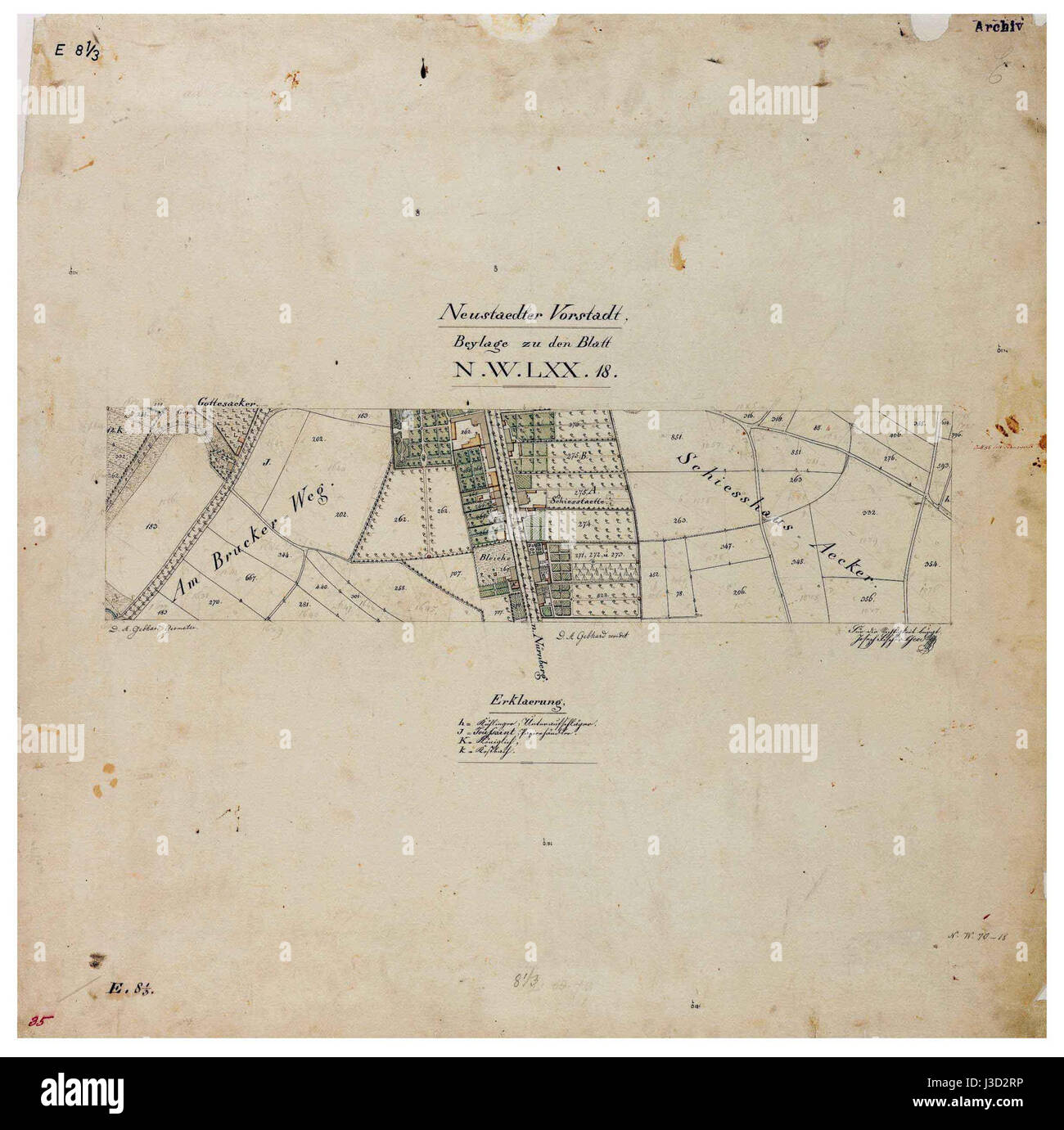The Erlangen Katasterplan 1821 is a historical map detailing the city ...