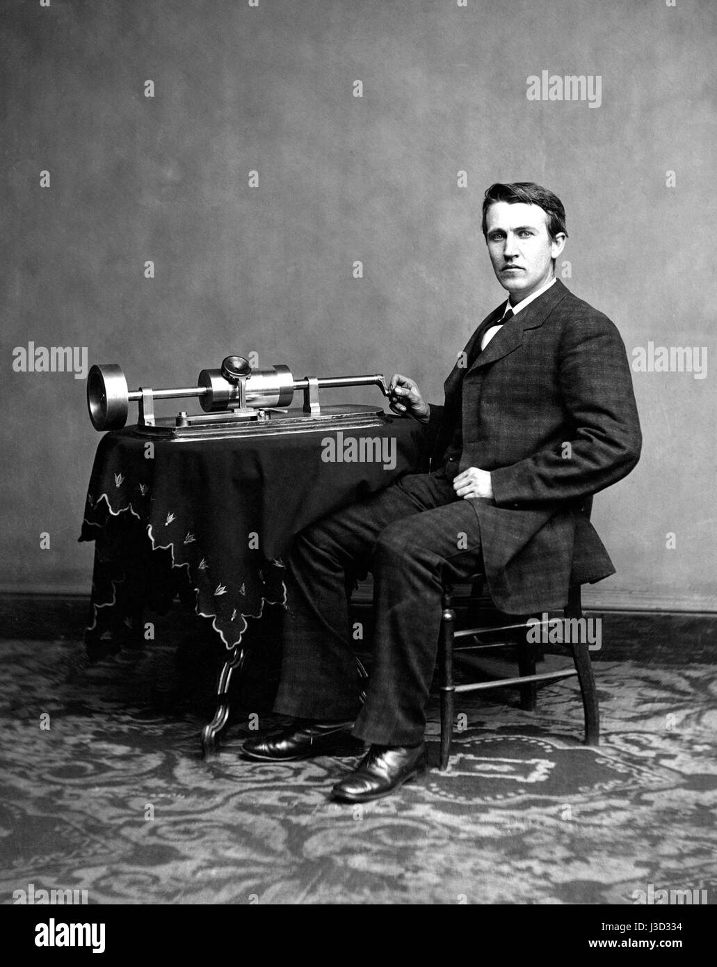 Edison and phonograph edit3 Stock Photo - Alamy