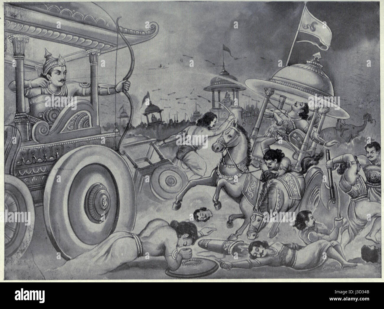 This moment from the Indian epic Mahabharata depicts the scene where ...