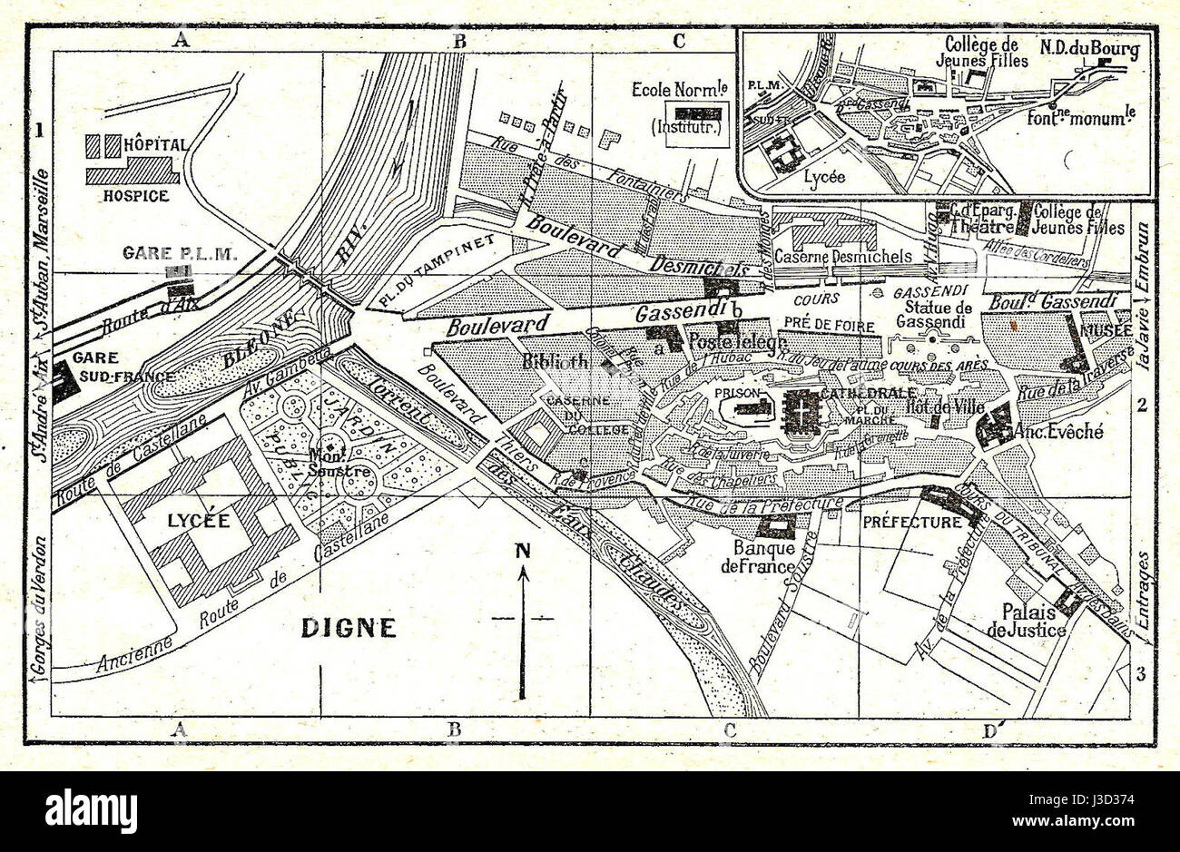 This map, 'Digne 1921 Carte 17', likely refers to a historical map of ...