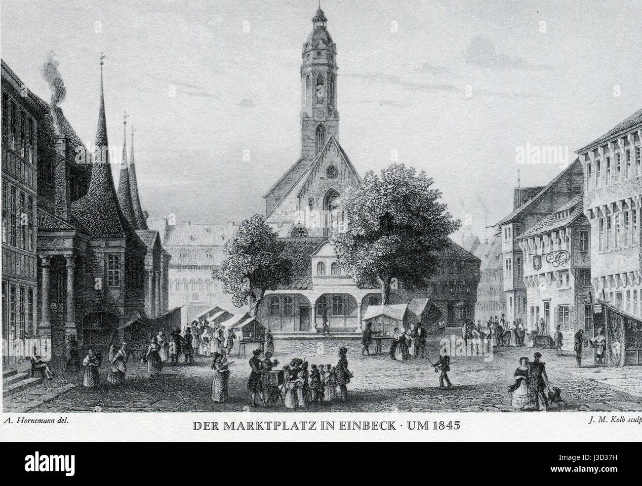 Einbeck Marktplatz 1845 Stock Photo - Alamy