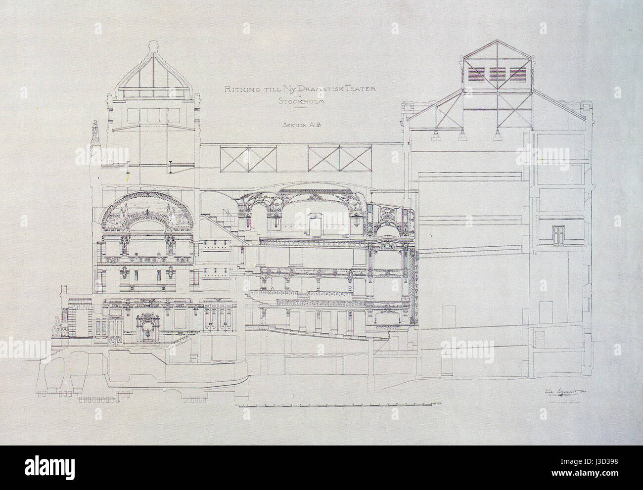 The 'Dramaten sektionsritning' refers to a section drawing of the Royal ...