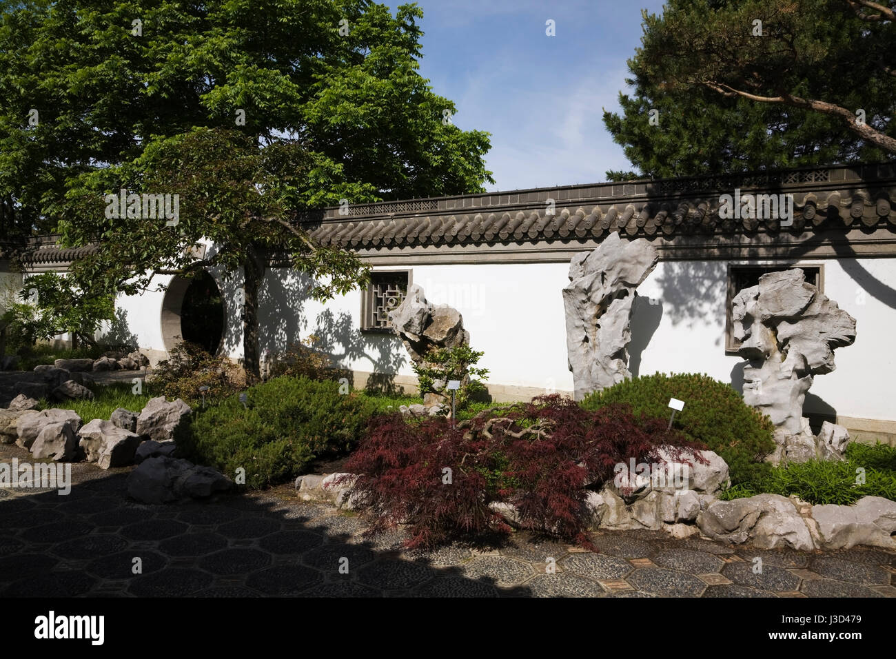 Inner courtyard with perennial plants and shrubs in the Chinese Garden ...