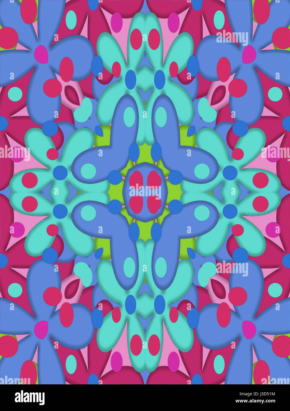 Blue, pink and aqua flowers decorarte abstract background. Blue ...