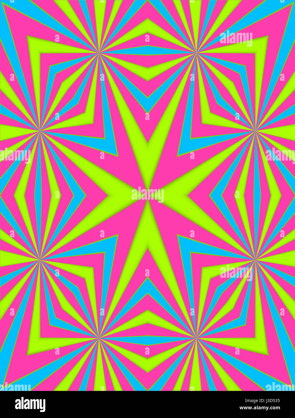 Angled lines of green, blue and pink decorate background. Geometric ...