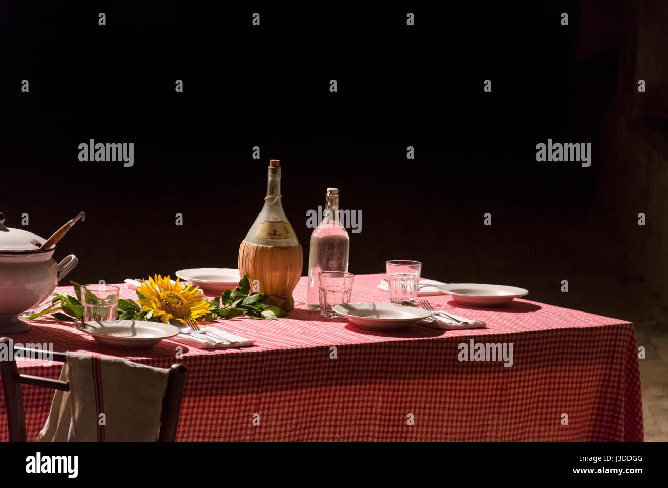 View of laid table for a theater scene Stock Photo - Alamy