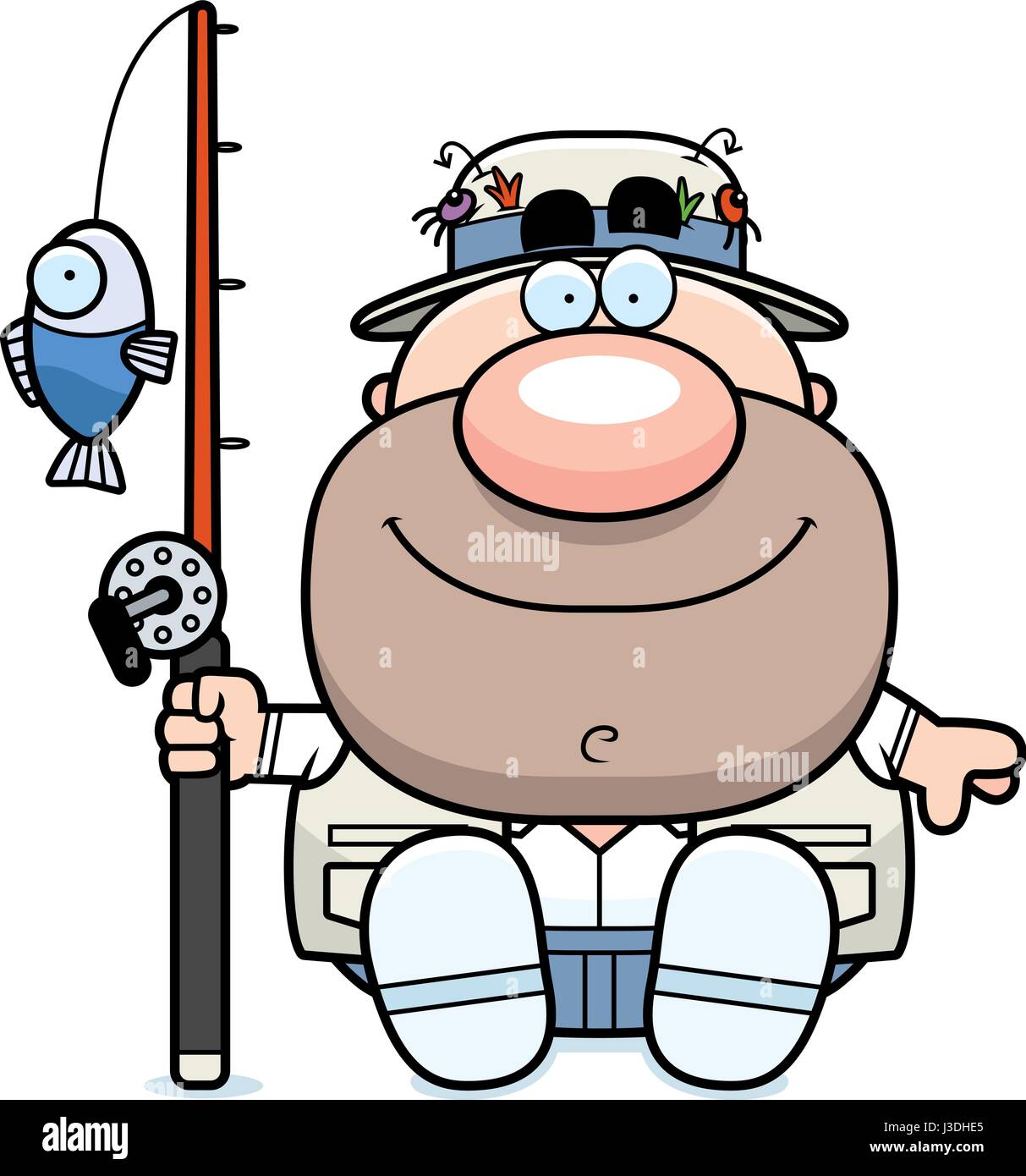A cartoon illustration of a fisherman sitting Stock Vector Image & Art ...