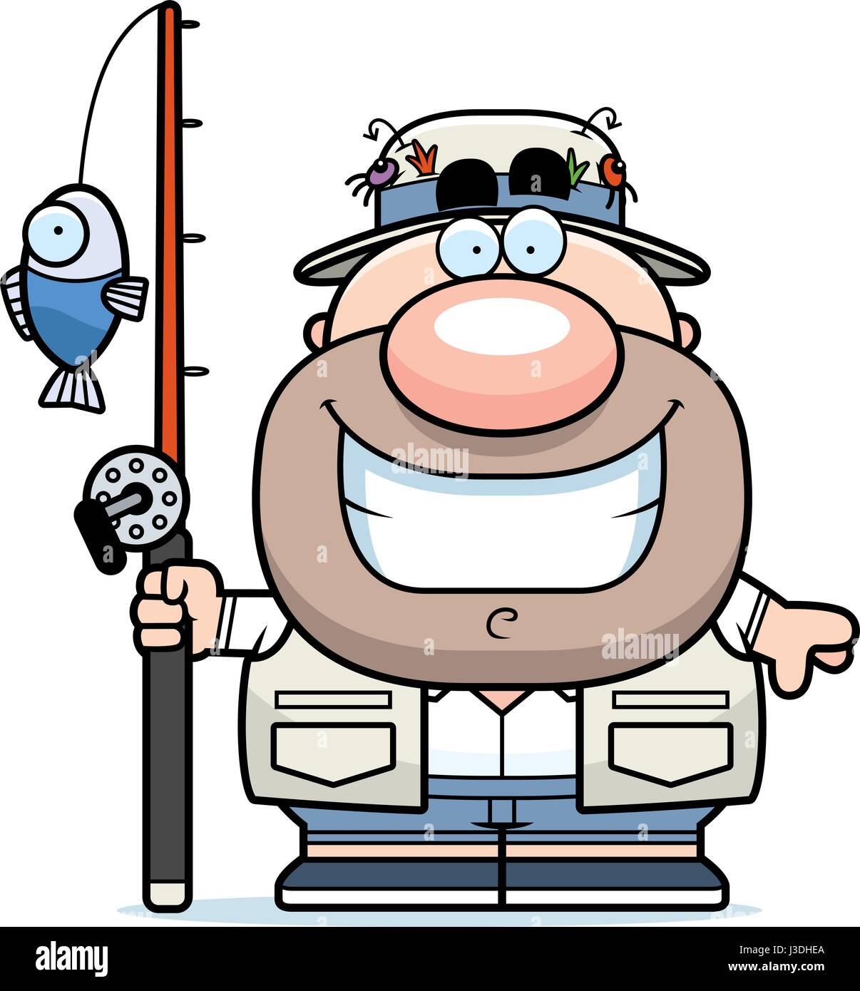 A cartoon illustration of a fisherman smiling Stock Vector Image & Art ...