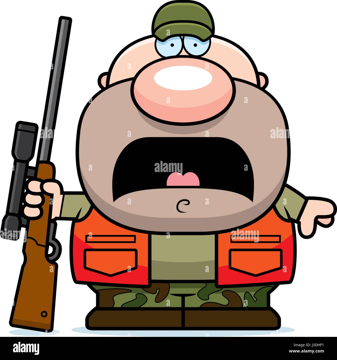 A cartoon illustration of a hunter looking scared Stock Vector Image ...