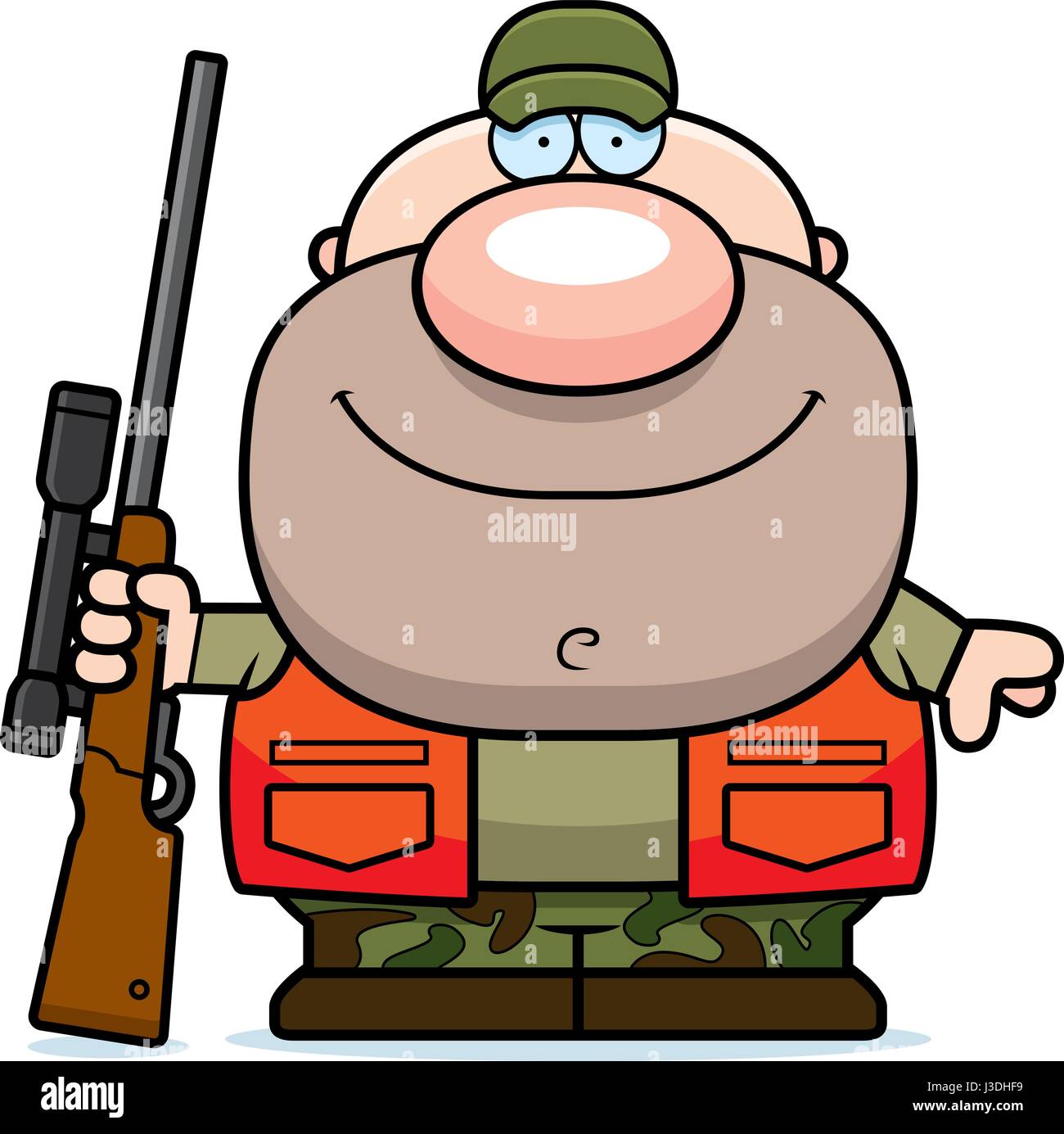 A cartoon illustration of a hunter looking happy Stock Vector Image ...