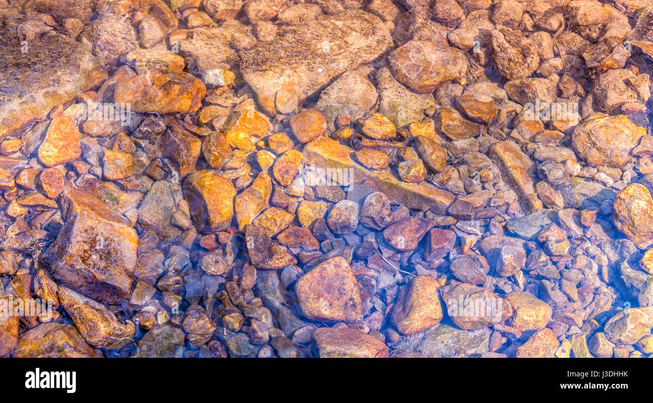 outdoor scenery showing water flowing over pebbles Stock Photo - Alamy