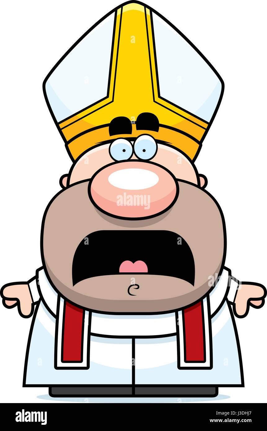 A cartoon illustration of a pope looking scared Stock Vector Image ...