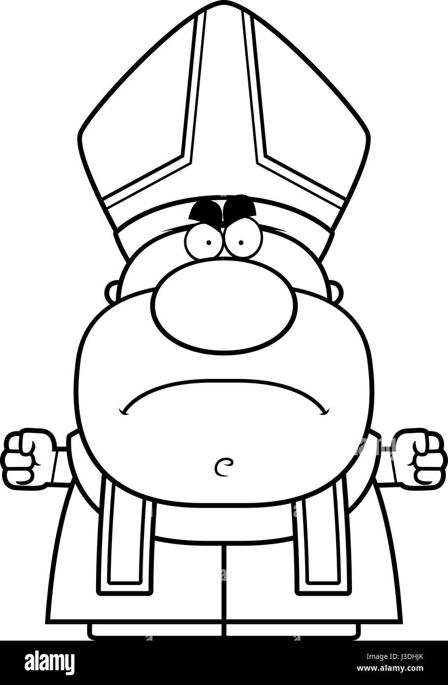 A cartoon illustration of a pope with an angry expression Stock Vector ...