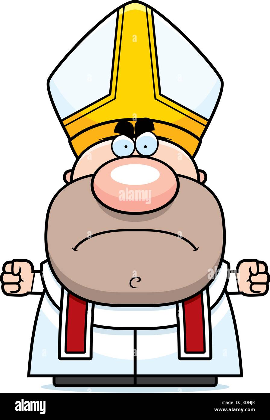 A cartoon illustration of a pope with an angry expression Stock Vector ...