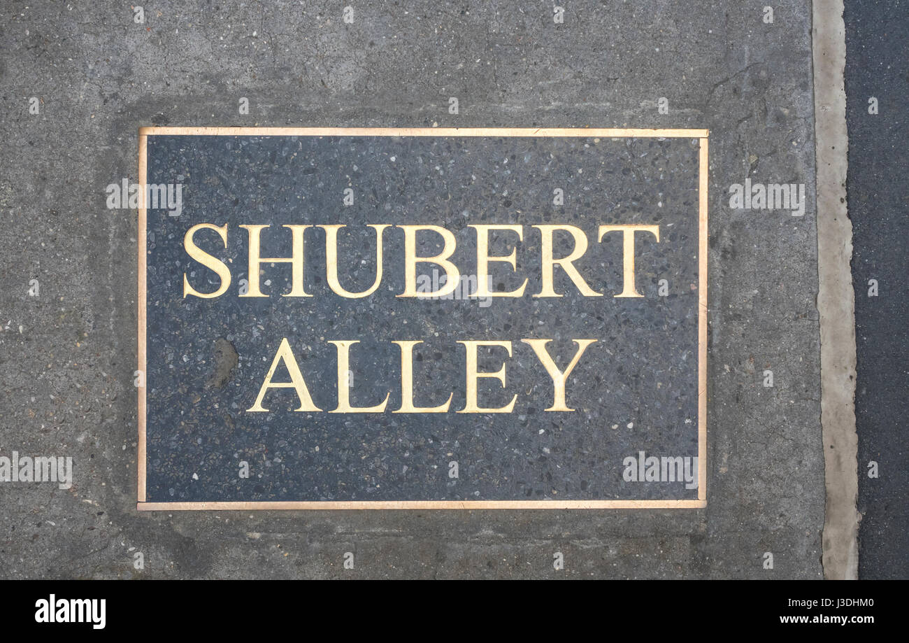 Shubert Alley metal plaque in the ground in heart of the theatre ...