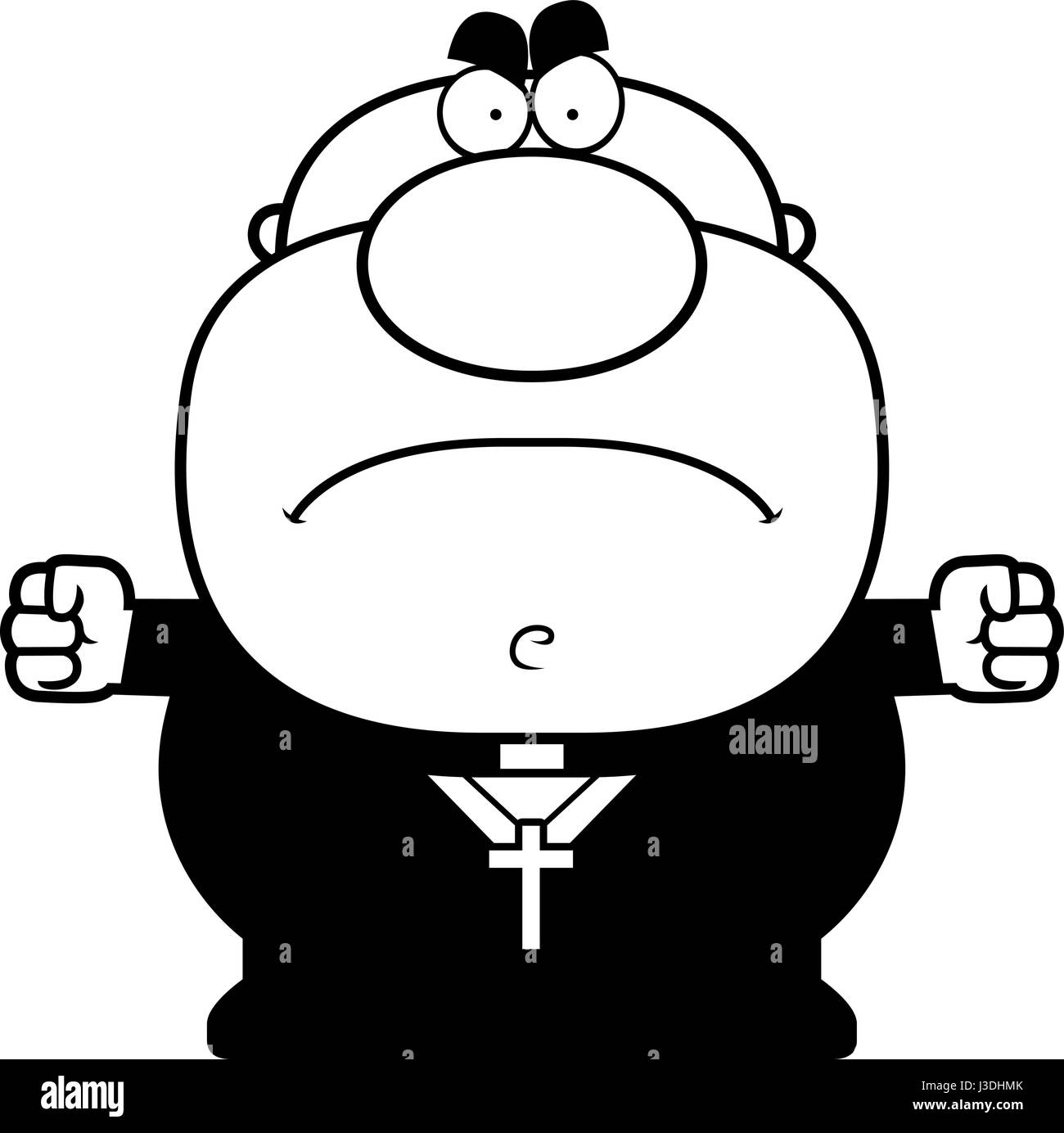 A cartoon illustration of a priest with an angry expression Stock ...