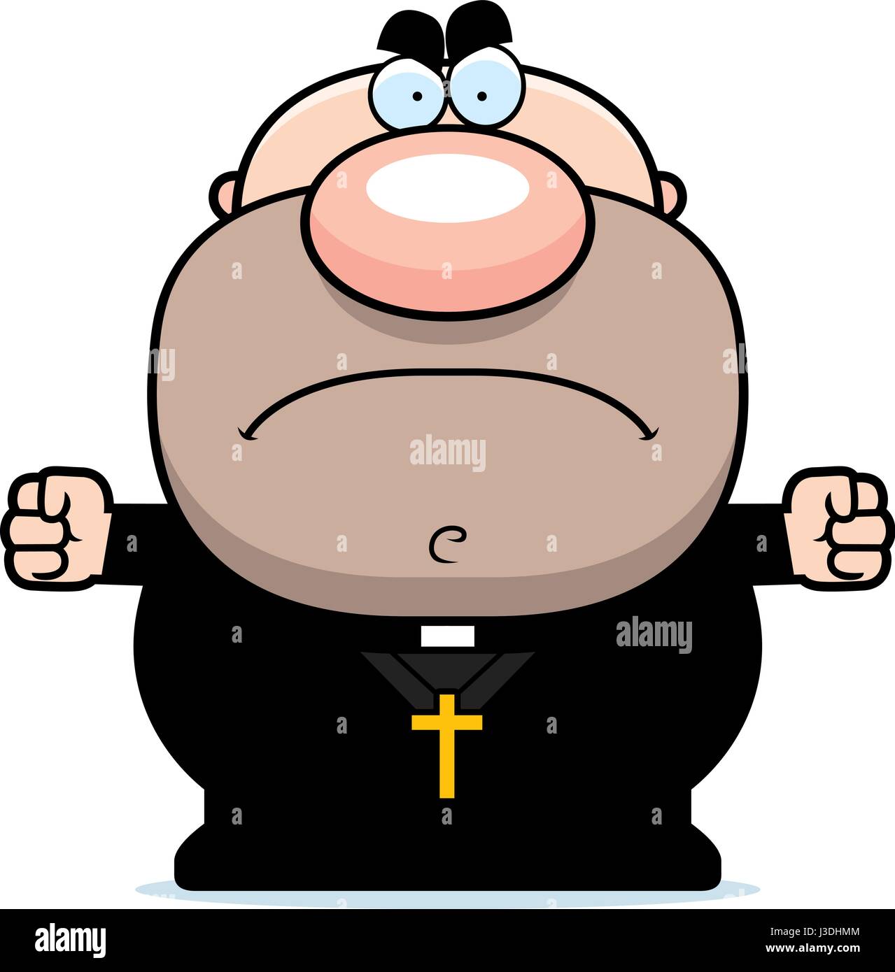 A cartoon illustration of a priest with an angry expression Stock ...