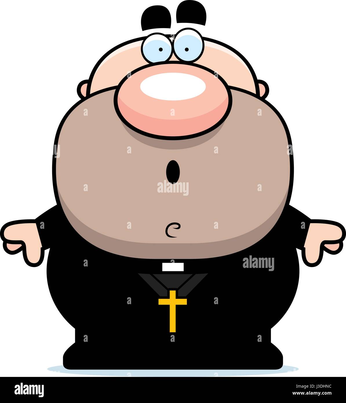 A cartoon illustration of a priest with a surprised expression Stock ...