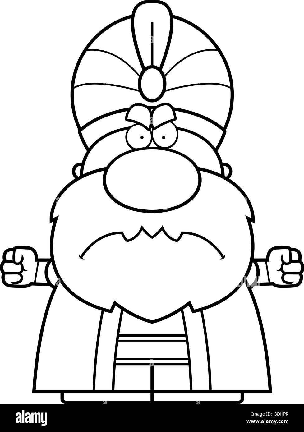 A cartoon illustration of a sultan with an angry expression Stock ...