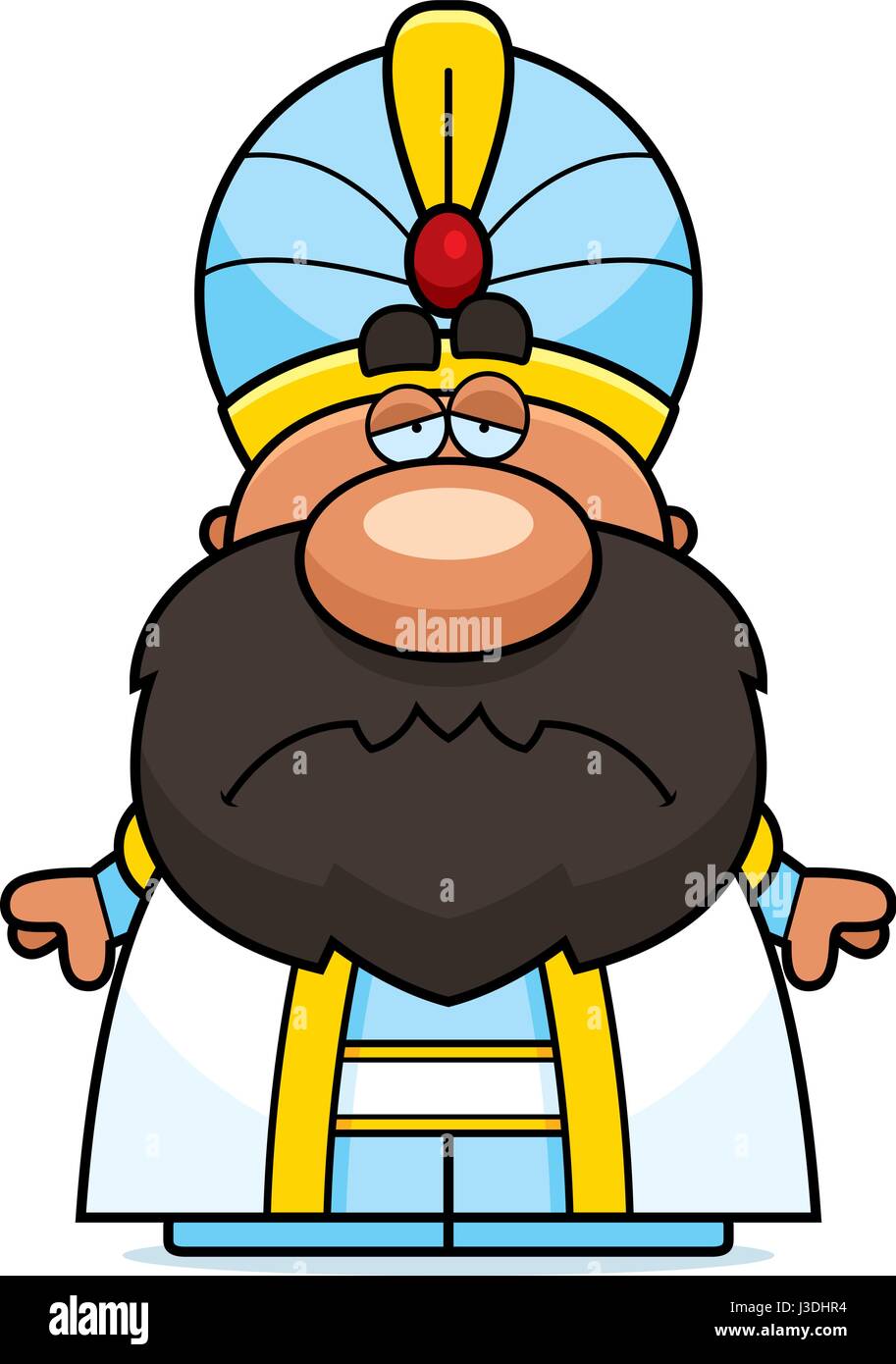 A cartoon illustration of a sultan with a sad expression Stock Vector ...