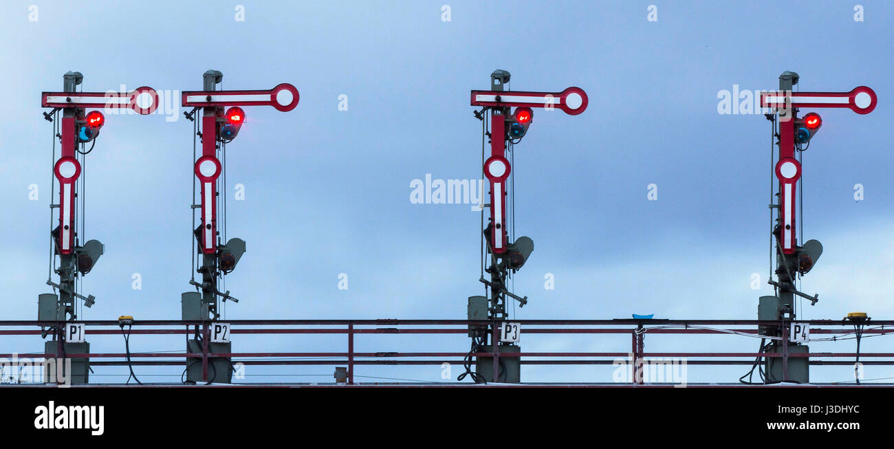 Signals on a track Stock Photo - Alamy