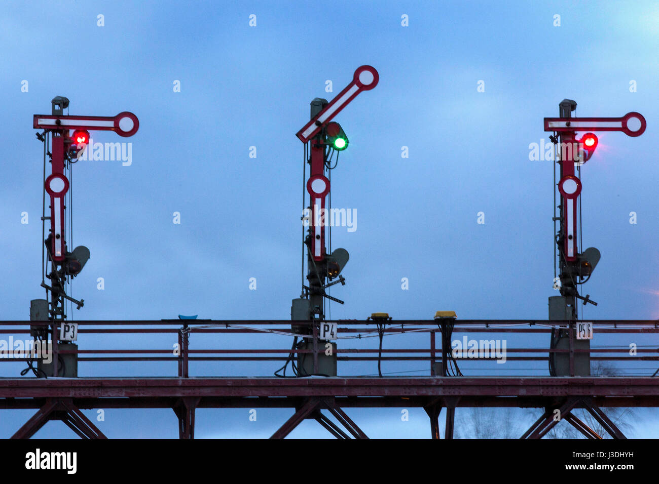 Signals on a track Stock Photo - Alamy