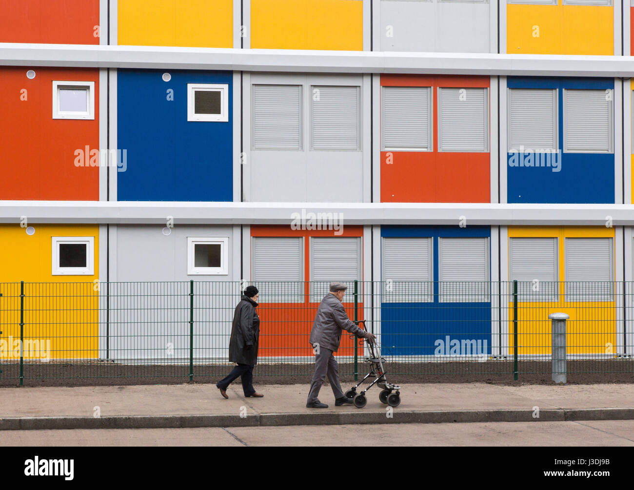 Refugee camp made of containers in Berlin, 2015 Stock Photo - Alamy