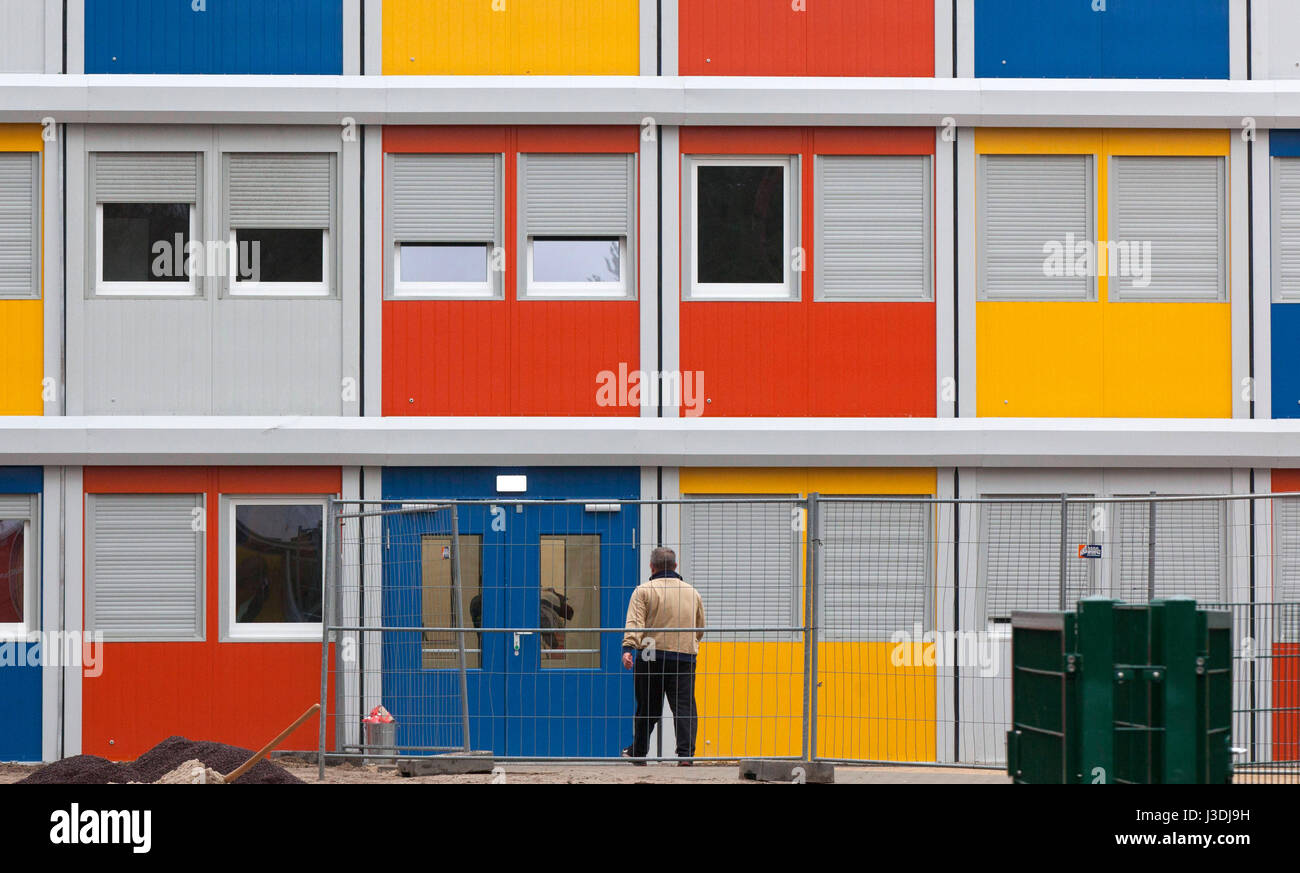 Refugee camp made of containers in Berlin, 2015 Stock Photo - Alamy