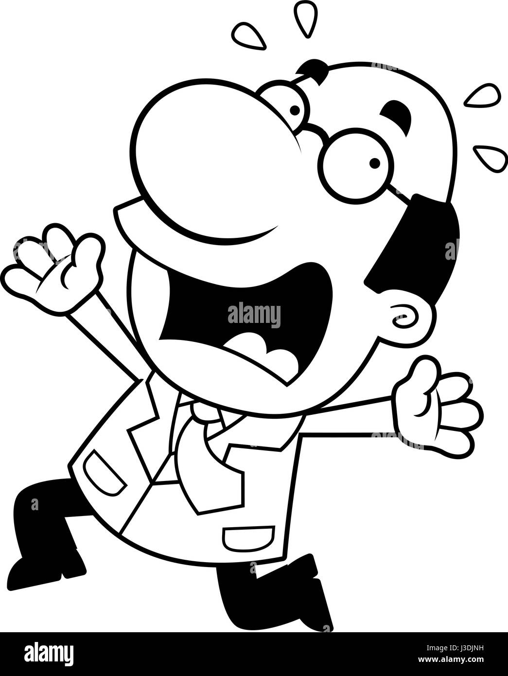 An illustration of a cartoon scientist running and panicking Stock ...