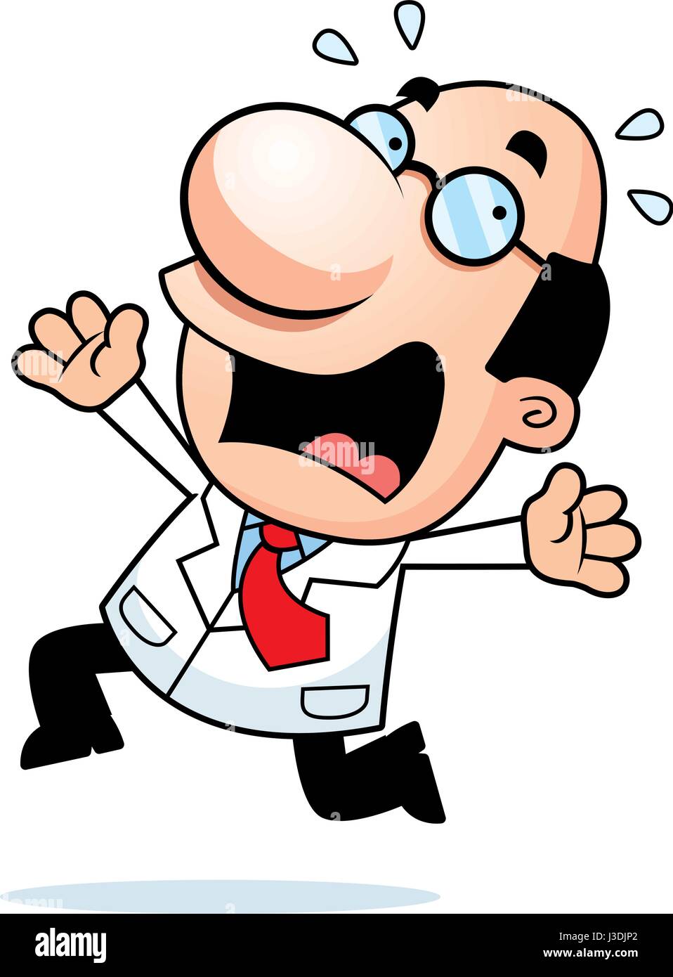 An illustration of a cartoon scientist running and panicking Stock ...